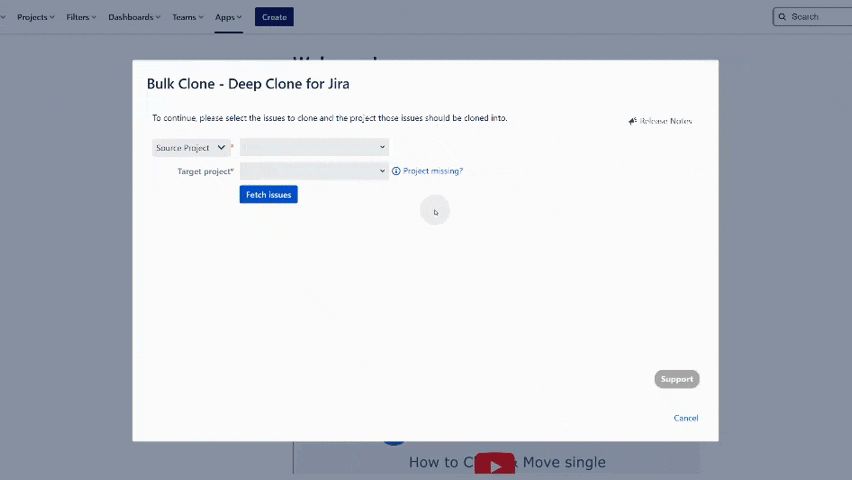 How to clone template projects along with Jira issues