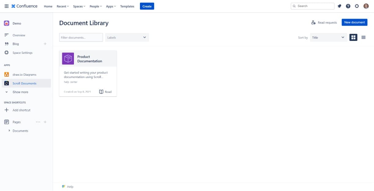 Document management in Confluence